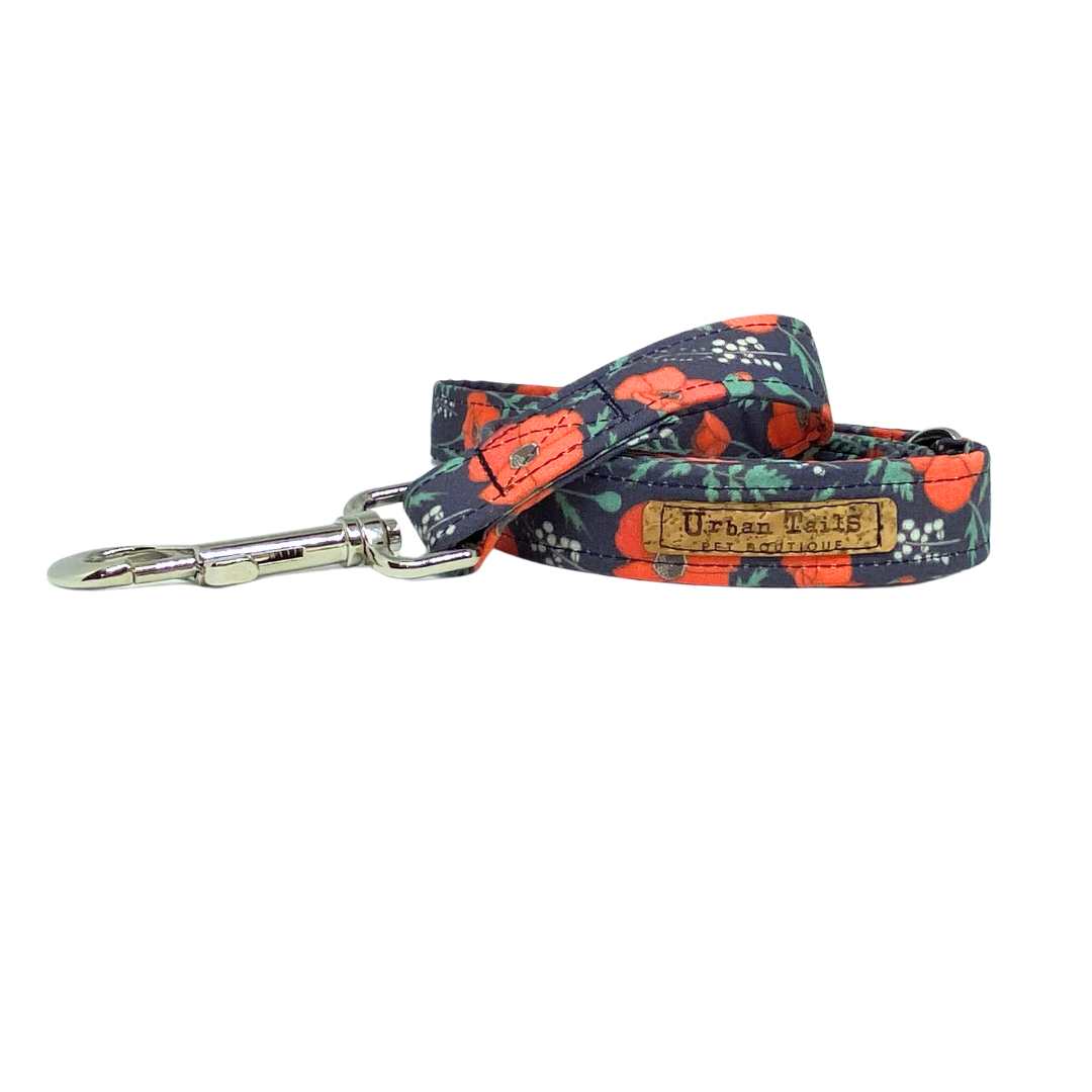 Midnight Poppy Dog Leash | Urban Tails Pet Boutique